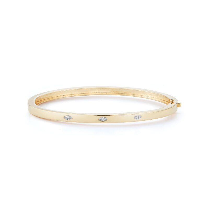 Alexa Jordyn Marquise Diamond Bangle in Yellow Gold – Serafina